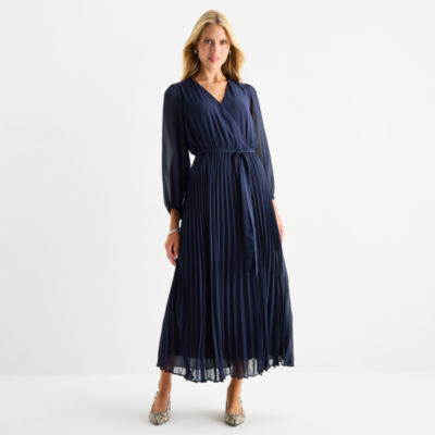 52seven Womens 3/4 Sleeve Fit + Flare Dress, Color: Navy - JCPenney