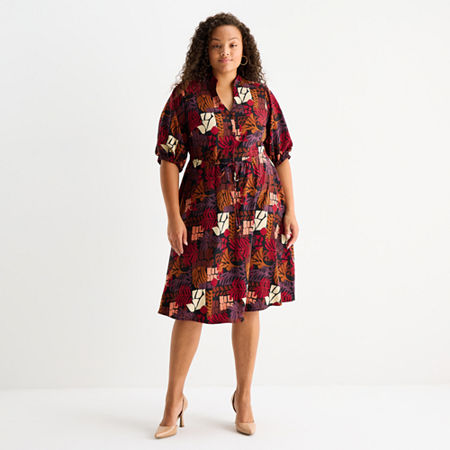 Click here for 52seven Womens 3/4 Sleeve Floral Midi Plus Fit + F... prices