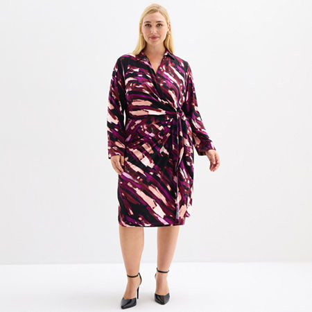 Click here for Clover And Sloane Womens Plus Long Sleeve Midi Str... prices