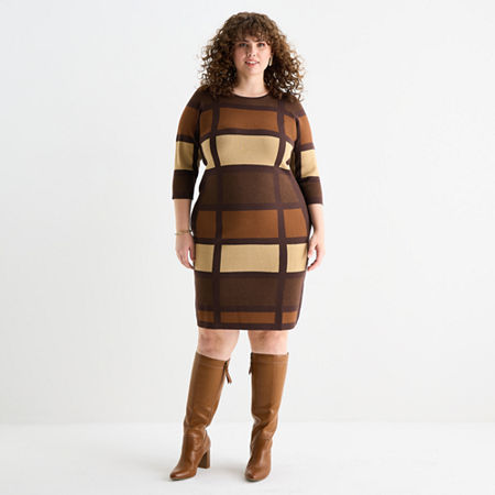 Click here for Danny & Nicole Womens Plus 3/4 Sleeve Windowpane S... prices