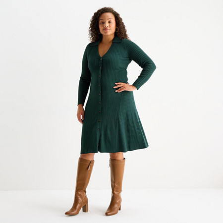 Click here for Melonie T Womens Plus Long Sleeve Sweater Dress  2... prices