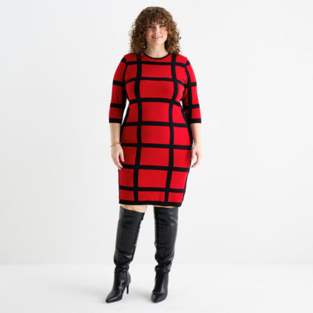 Click here for Danny & Nicole Womens Plus 3/4 Sleeve Windowpane S... prices