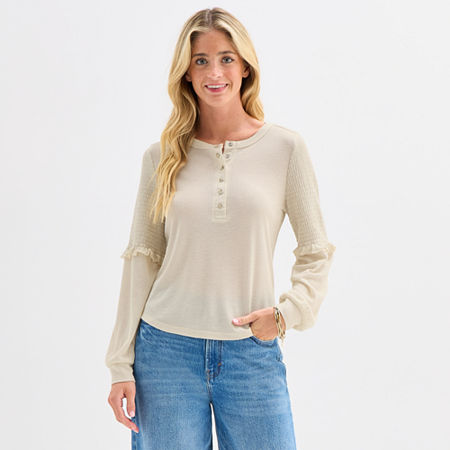 Click here for Frye and Co. Womens Split Crew Neck Long Sleeve T-... prices