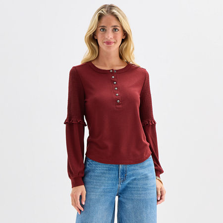 Click here for Frye and Co. Womens Split Crew Neck Long Sleeve T-... prices
