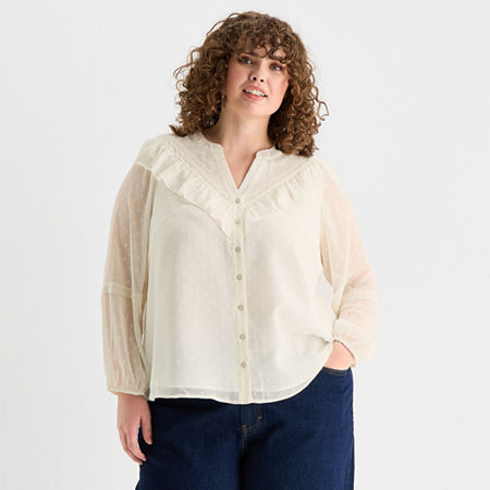 Click here for Frye and Co. Womens V Neck Long Sleeve Plus Blouse... prices