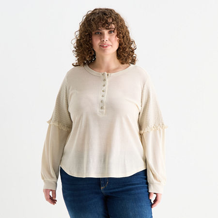 Click here for Frye and Co. Womens Plus Y Neck Long Sleeve T-Shir... prices