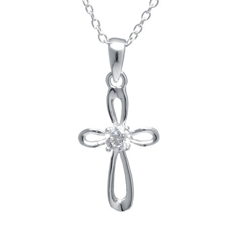 Giani Bernini Cubic Zirconia 18 Cross Pendant Necklace in Sterling Silver  Created for Macys - Sterling Silver