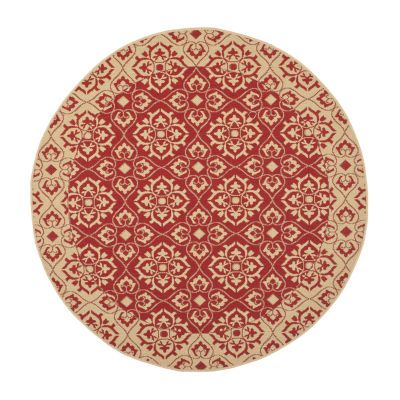 Safavieh Courtyard Collection Spots Oriental Indoor/Outdoor Round Area ...