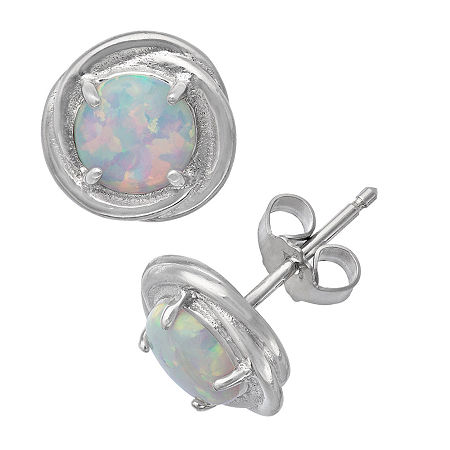 Click here for Lab Created White Opal Sterling Silver 9.5mm Stud... prices