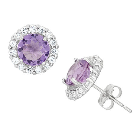 Click here for Genuine Purple Amethyst 10K White Gold 9mm Stud Ea... prices