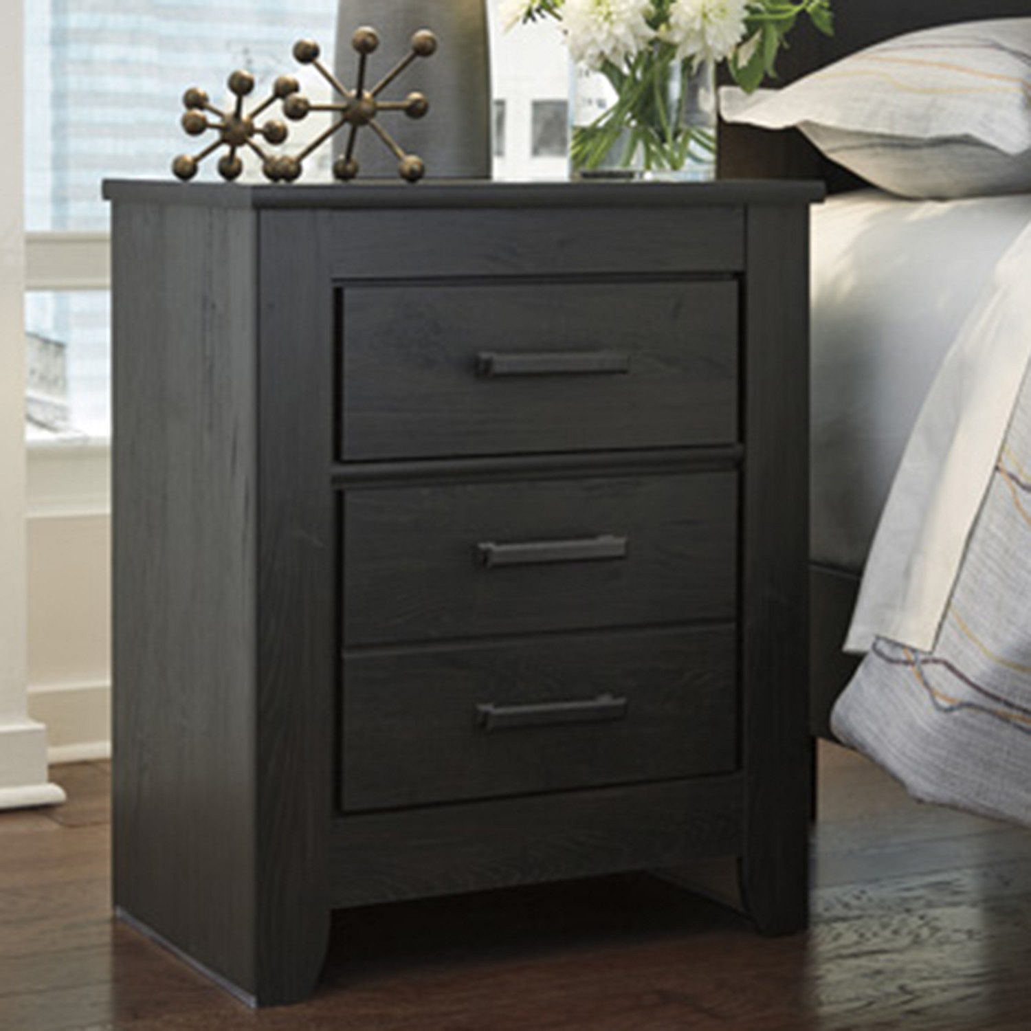 Signature Design by Ashley® Brinxton 2-Drawer Night Stand, Color: Black ... Signature Design by Ashley® Brinxton 2-Drawer Night Stand, Color: Black ...
