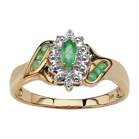 Click here for Womens Diamond Accent Genuine Green Emerald 18K Go... prices