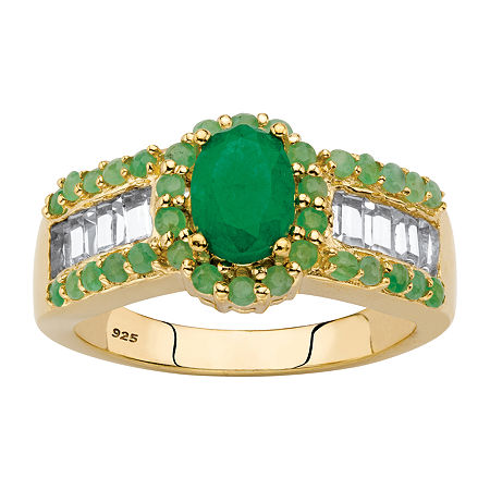 Click here for Womens Genuine Green Emerald 14K Gold Over Silver... prices
