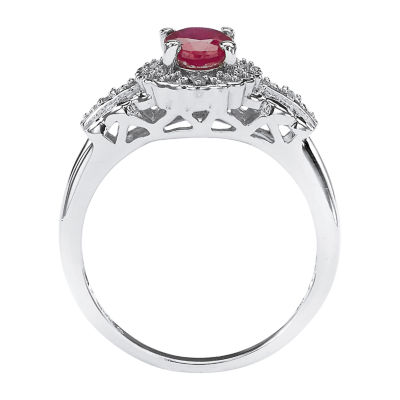 Womens Lead Glass-Filled Red Ruby Sterling Silver Cocktail Ring - JCPenney