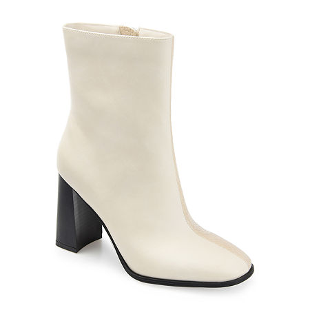 Journee Collection Womens January Two Tone Booties - Ivory