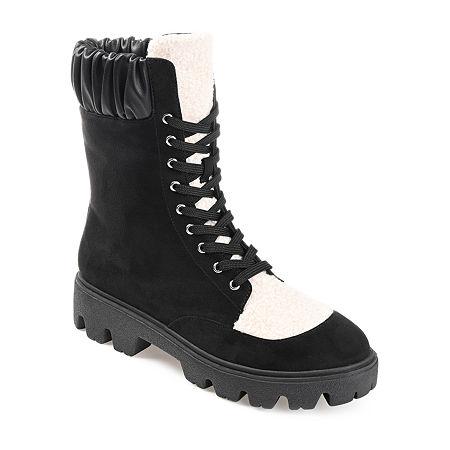 Journee Collection Womens Elinor Lace Up Lug Booties - Black