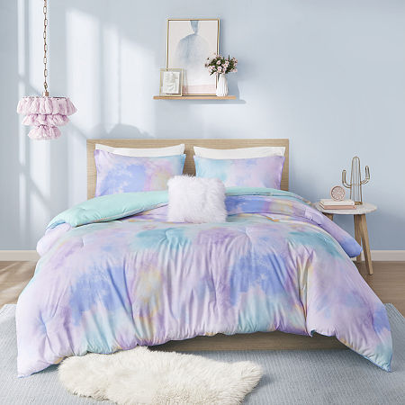 Intelligent Design Cassiopeia Watercolor Tie Dye 4-Pc. Comforter Set  King/California King - Aqua