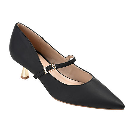 Journee Collection Womens Manza Pointed Toe Mary Jane Kitten Heel Pumps - Black