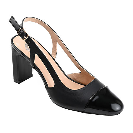 Journee Collection Womens Reignn Cap Toe Slingback Pumps - Black