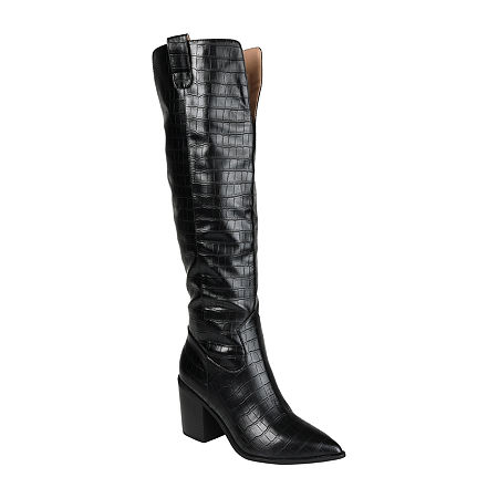 Journee Collection Womens Therese Block Heel Knee High Dress Boots - Black