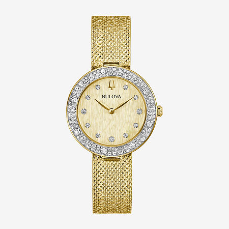 Womens Bulova Crystal Gold-Tone Bracelet Watch - 98L321