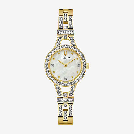 Click here for Bulova Crystal Womens Crystal Accent Gold Tone Sta... prices