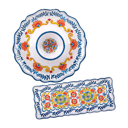 Certified International Flores 2 Pc Appetizer Set  Service For 2 - Miscellaneous