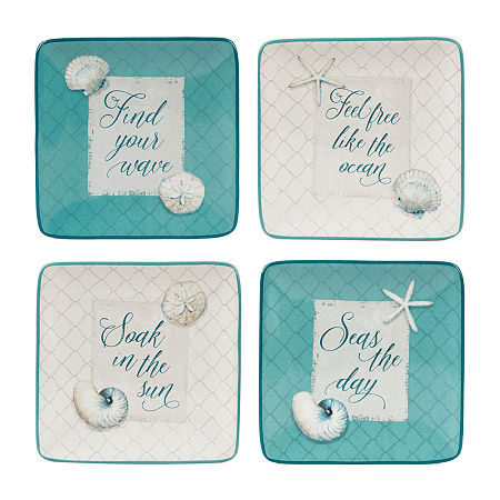 Certified International Ocean View Set of 4 Canape Plates - Miscellaneous