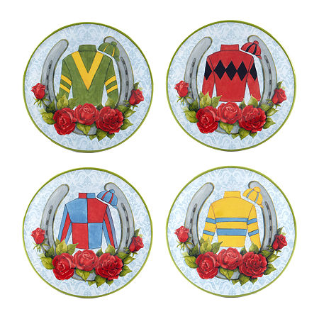 Certified International Derby Day at the Races Set of 4 Canape Plates - Miscellaneous