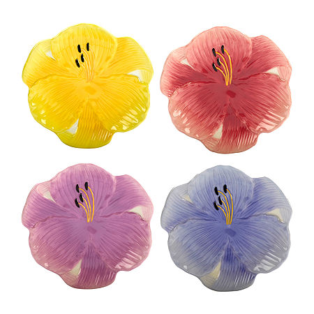 Certified International Hummingbirds Set of 4 3-d Floral Dessert Plates  4 Asst - Miscellaneous