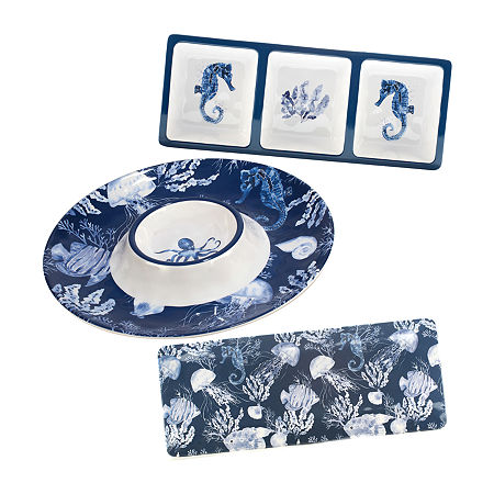 Certified International Sea Life 3 Pc Hostess Set  Service For 3 - Miscellaneous