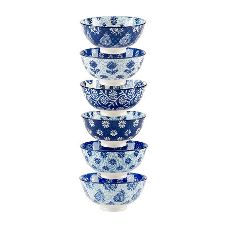 Certified International Carnival Blue Set of 6 All Purpose Bowl  4.75 6 Asst - Miscellaneous