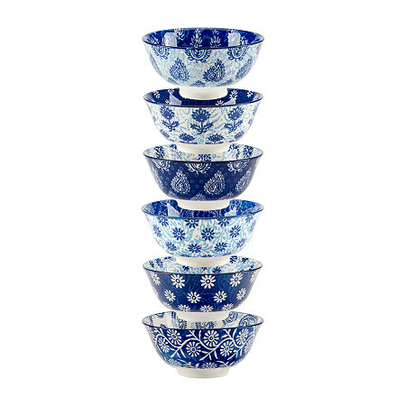 Certified International Carnival Blue Set of 6 All Purpose Bowl  6.25 6 Asst - Miscellaneous