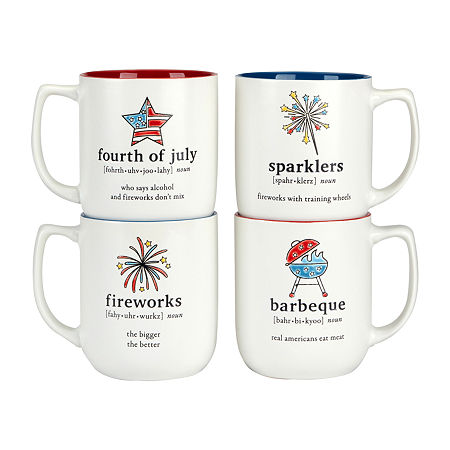 Certified International Patriotic Words Set of 4 Mugs - Miscellaneous