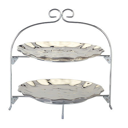 Certified International Silver Coast 2 Tier Rack with 11 Plates - Miscellaneous