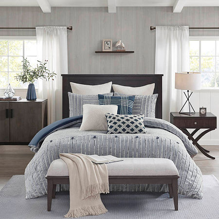 Madison Park Signature Essence Clipped Jacquard 9-Pc.Comforter Set  Queen - Blue