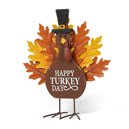 Click here for Glitzhome 12.25 Wooden & Metal Turkey Thanksgiving... prices