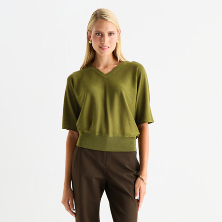 Click here for Worthington Womens V Neck Elbow Sleeve Pullover Sw... prices