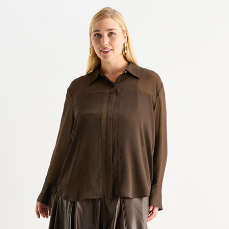 Click here for Worthington Womens Long Sleeve Plus Blouse  2x  Br... prices