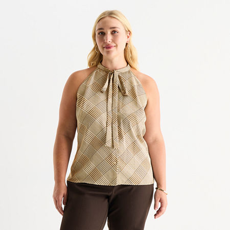 Click here for Worthington Womens Halter Neck Sleeveless Plus Blo... prices