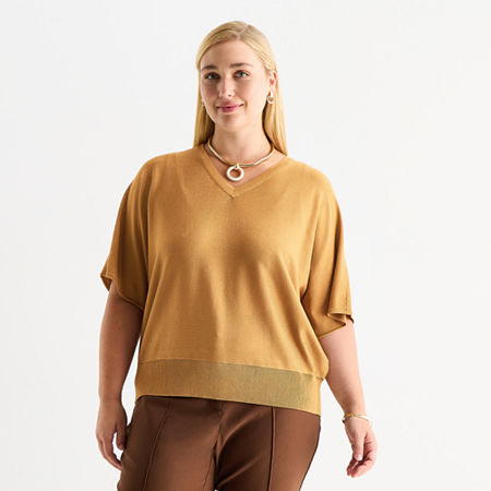 Click here for Worthington Plus Womens V Neck Long Sleeve Pullove... prices