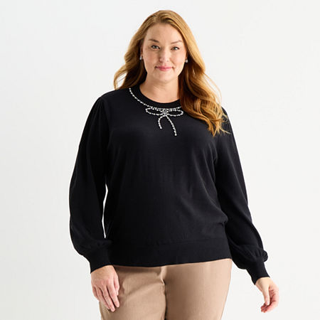 Click here for Liz Claiborne Plus Womens Crew Neck Embellished Lo... prices