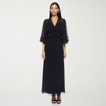 Premier Amour Womens 3/4 Sleeve Maxi Dress  8  Black