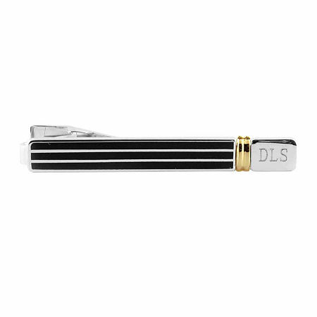 Click here for Engravable Black Silver & Gold Tie Bar  One Size... prices