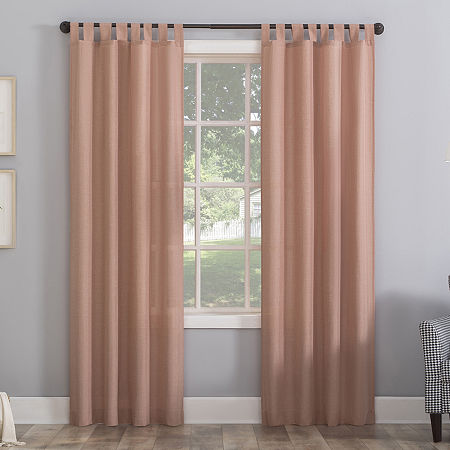 Clifford Heathered Texture Semi-Sheer Tab Top Curtain Panel - Rosewater Pink