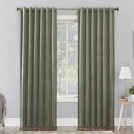 Amherst Velvet Noise Reducing Thermal Extreme 100 Blackout Back Tab Curtain Panel - Moss Green