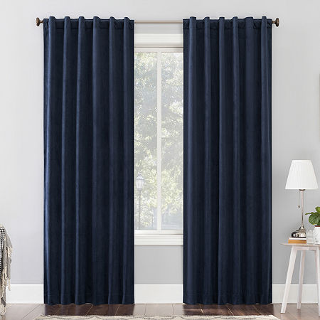 Amherst Velvet Noise Reducing Thermal Extreme 100 Blackout Back Tab Curtain Panel - Navy Blue