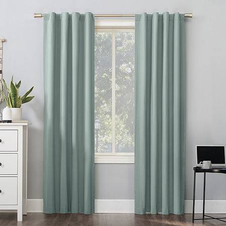 Cyrus Thermal 100 Blackout Back Tab Curtain Panel - Misty Blue