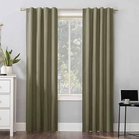 Cyrus Thermal 100 Blackout Back Tab Curtain Panel - Olive Green