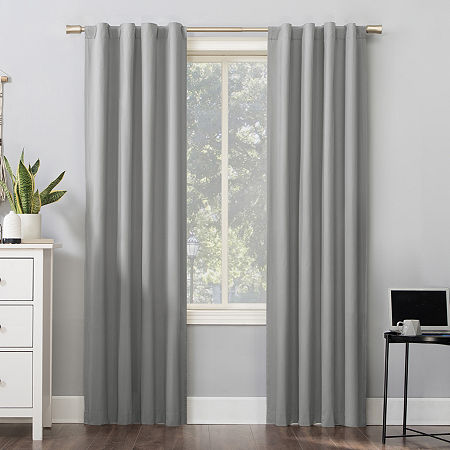 Cyrus Thermal 100 Blackout Back Tab Curtain Panel - Silver-Tone Gray